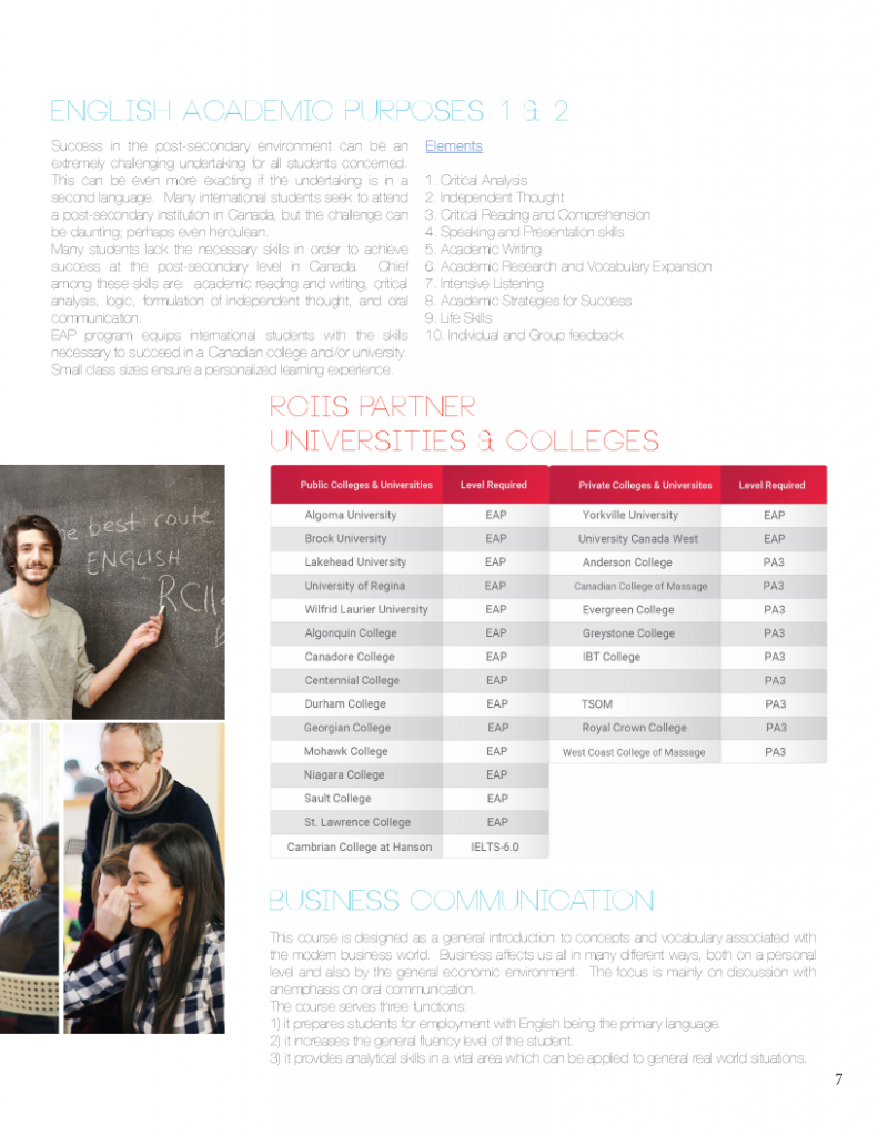 RCIIS – ROYAL CANADIAN INSTITUTE – Language Students
